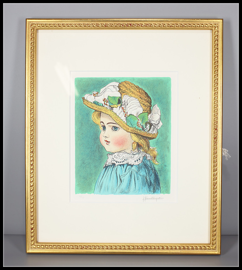 B0541 小松崎邦雄 花飾りの麦わら帽子 自筆サイン 額装／ ^－^(人物画)｜売買されたオークション情報、yahooの商品情報をアーカイブ公開 - オークファン（aucfan.com）