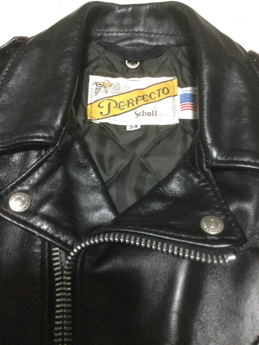 ショットパーフェクト Schott perfecto ダブルライダースジャケット 618 レザージャケット サイズ34 本革 黒 ブラック(ライダースジャケット)｜売買されたオークション情報 ...