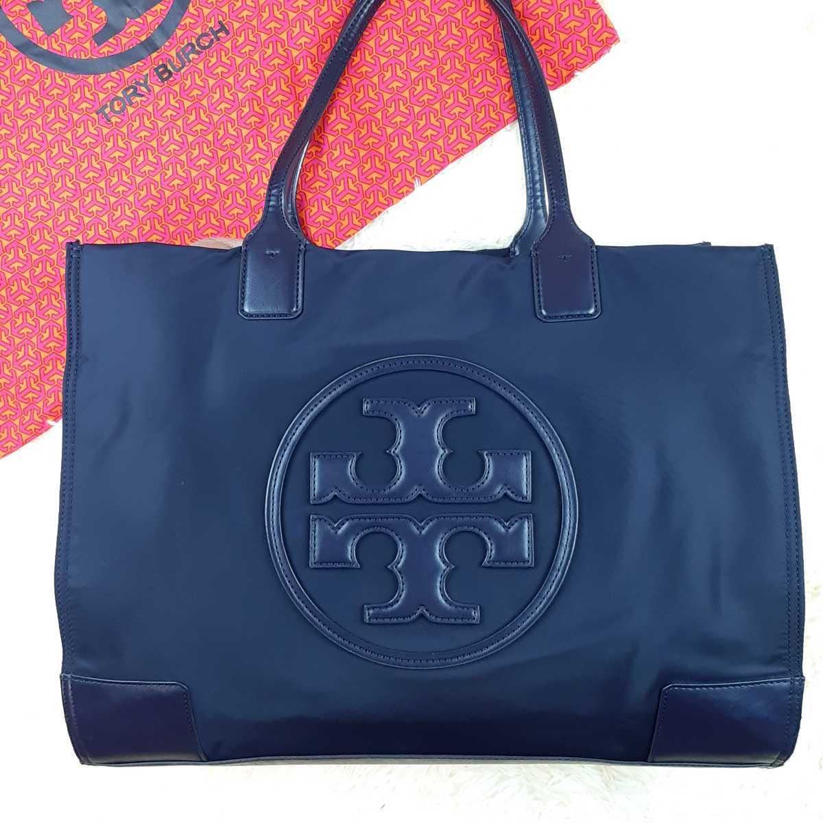 TORY BURCH トリーバーチ エラ トートバッグ ハンドバッグ A4収納可 紺色 ネイビー ロゴ ナイロンレザー 大容量(かばん、バッグ)｜売買されたオークション情報、yahooの商品 ...