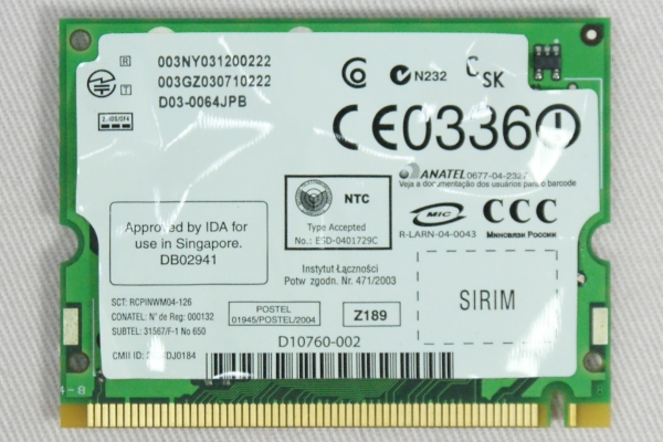 DELL INSPIRON 710m 無線LANカード WM3B2200BG 0W9764 01(13インチ未満)｜売買されたオークション情報 ...