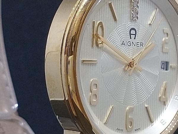 AIGNER Linate アイグナー リネイト A32100 2500本限定 クォーツ メンズ腕時計 デイト ゴールド GP SS ブラウン ...