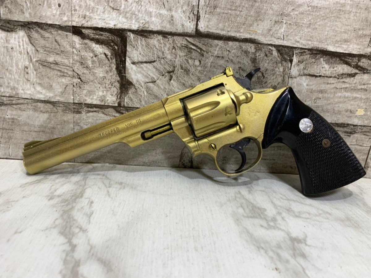 1円スタート KOKUSAI SMG刻印 TROOPER MKⅢ .357MAGNUM CTG モデルガン ゴールド色 現状品 4535 ...