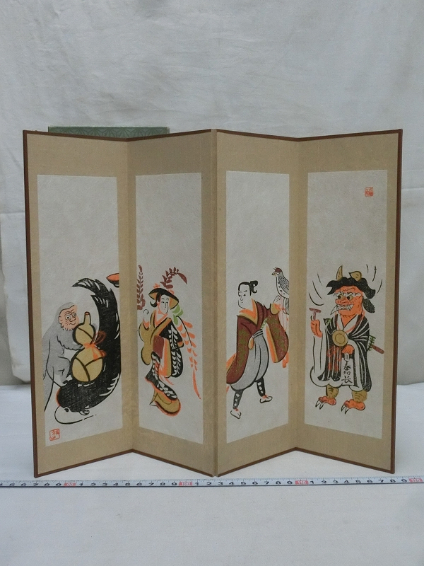 P2349 高橋松山 大津絵 屏風 ミニ屏風 飾物 紙箱(人物、菩薩)｜売買されたオークション情報、yahooの商品情報をアーカイブ公開 - オークファン（aucfan.com）