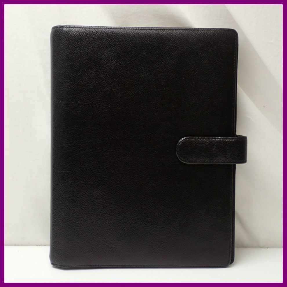 KOLOMAN HANDLER システム手帳カバー A4サイズ ブラック/レザー/4穴/ポケットあり/スナップボタン開閉/文房具 ...