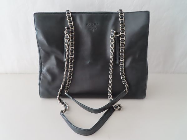 2345/ha/10.20 PRADA プラダ レザー チェーンショルダーバッグ ロゴ/レザー/ナイロン 45153(ショルダーバッグ)｜売買されたオークション情報、yahooの商品情報を ...