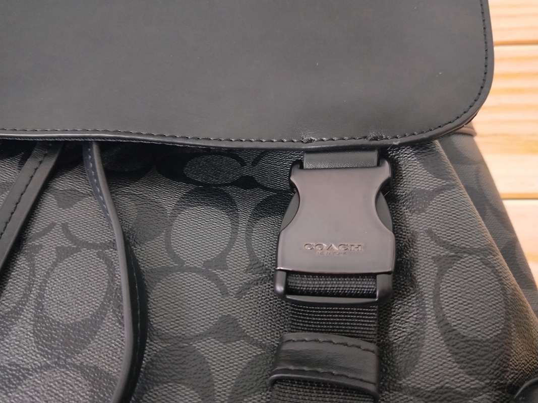 コーチ COACH 40344 バックパック リュックサック デイパック メンズ PVC×レザー ブラック 保存袋付き(リュックサック ...