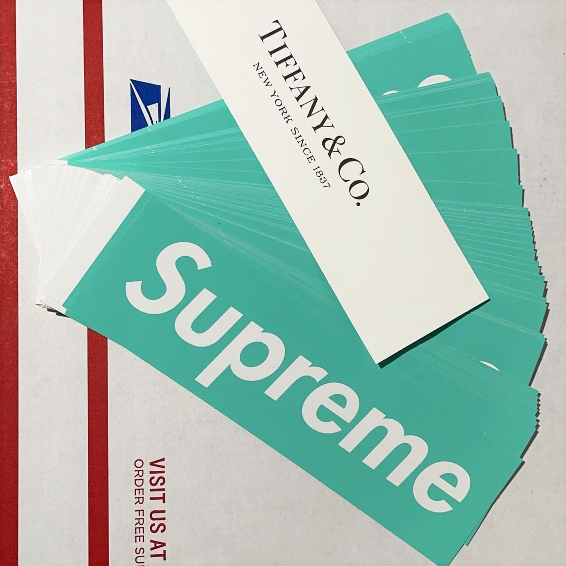 100円スタート 2021FW Supreme/Tiffany & Co. Box Logo Sticker ボックスロゴ ステッカー1枚 ...