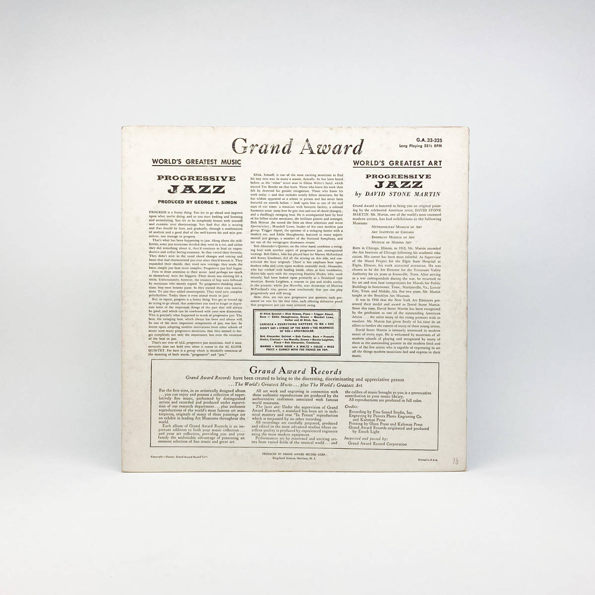 LP '56米Orig / Al Klink Quintet / The Bob Alexander Quintet ...