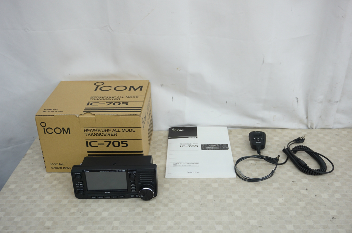 SK ICOM アイコム IC-705 GPS HF/VHF/UHF オールモードトランシーバー HM-243マイク 元箱 取扱説明書付き ...