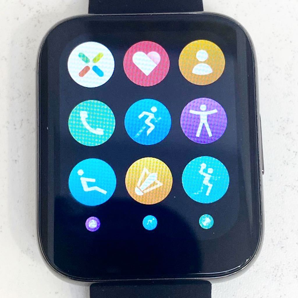 CE RoHS スマートウォッチ 腕時計 ブラック 歩数 心拍数 カロリー 電話 充電ケーブル付き 箱付き 説明書(スマートウォッチ本体 ...