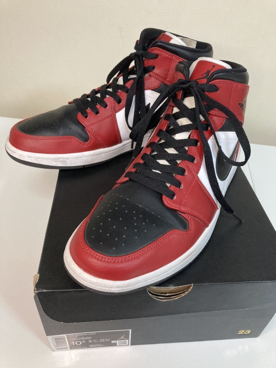 NIKE AIR JORDAN1 エアジョーダン1 MID CHICAGO BLACK TOE BLACK/BLACK-GYM RED ...