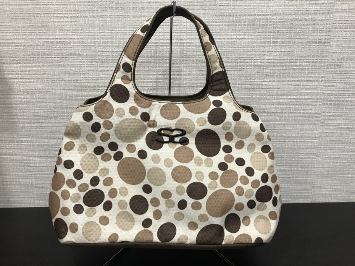 YS-1 サボイ ハンドバッグ ベージュ 茶系 ドット柄 ナイロン 縦20cm×横36cm SAVOY 東京発 手渡し可能 K(ハンドバッグ)｜売買されたオークション情報、yahooの商品情報 ...