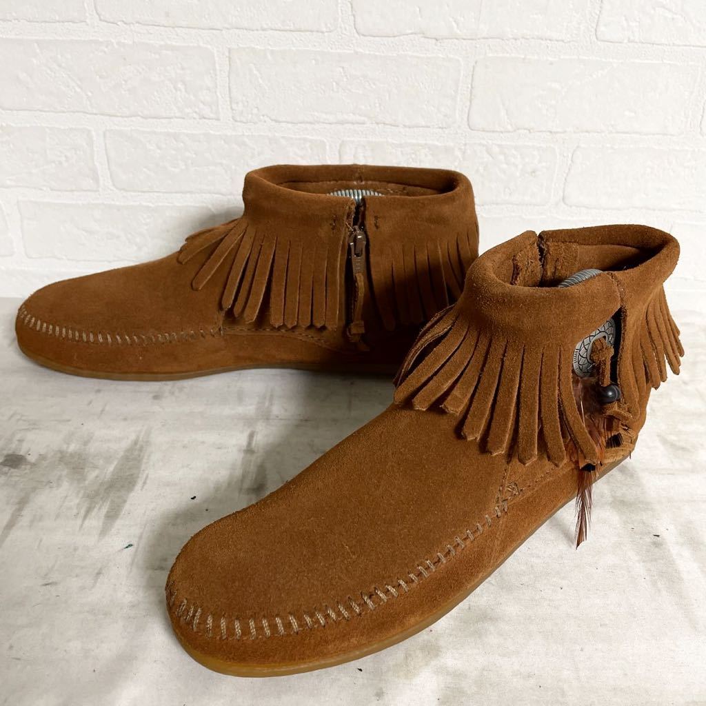 2664 ③ MINNETONKA ミネトンカ ショートブーツ フリンジブーツ スエードレザー 7 24ほど レディース ブラウン(ミネトンカ)｜売買されたオークション情報、yahooの商品 ...