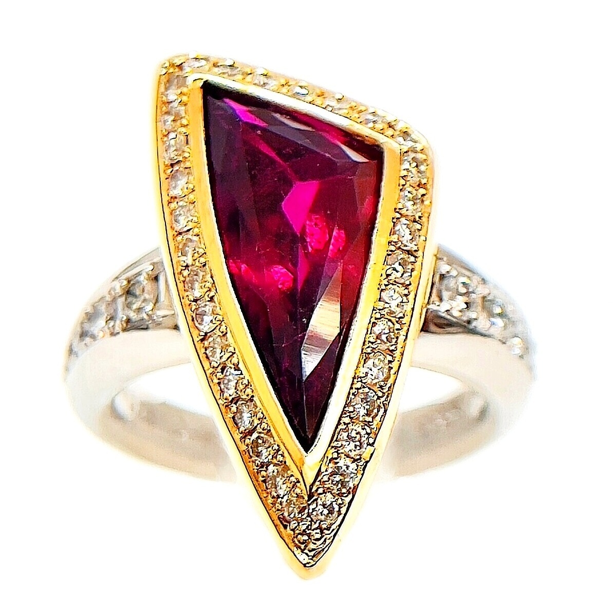 【K18/Pt900】 3.78ctのゴージャスなレッドトルマリンリング ルベライト 中央宝石研究所鑑別書付き｜レディースアクセサリー