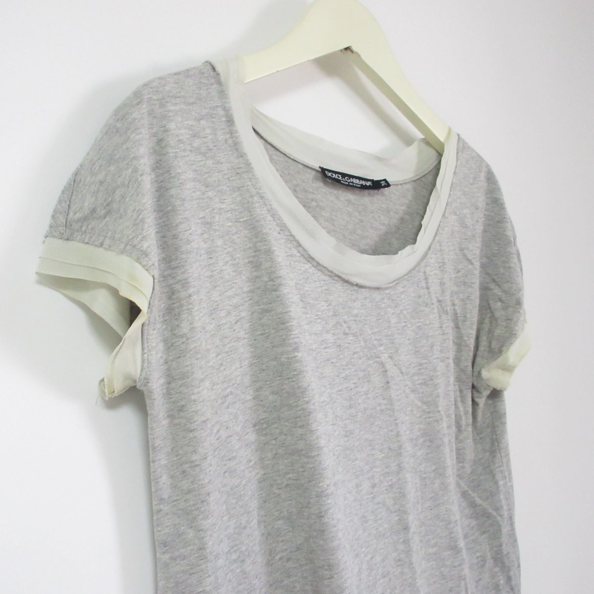 良品 Dolce&Gabbana ドルチェ＆ガッバーナ シルクブレンド 半袖 カットソー Tシャツ 36 灰 ライトグレー 082(半袖)｜売買されたオークション情報、yahooの商品情報を ...