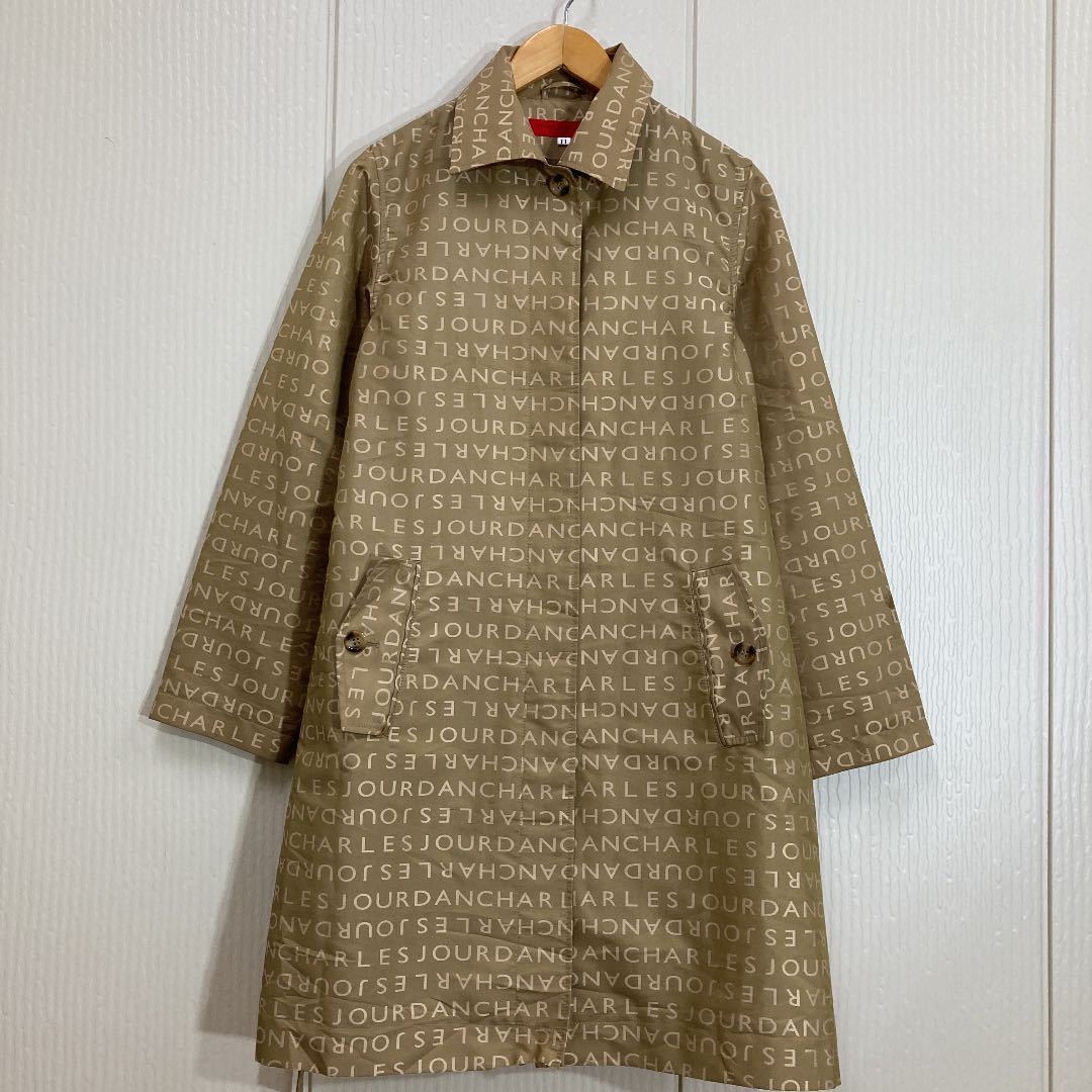 56 CHARLES JOURDAN シャルルジョルダン ロゴ総柄 レインコート ロングコート ウエストベルト はっ水 11AR ベージュ スプリング 0828D(その他)｜売買された ...