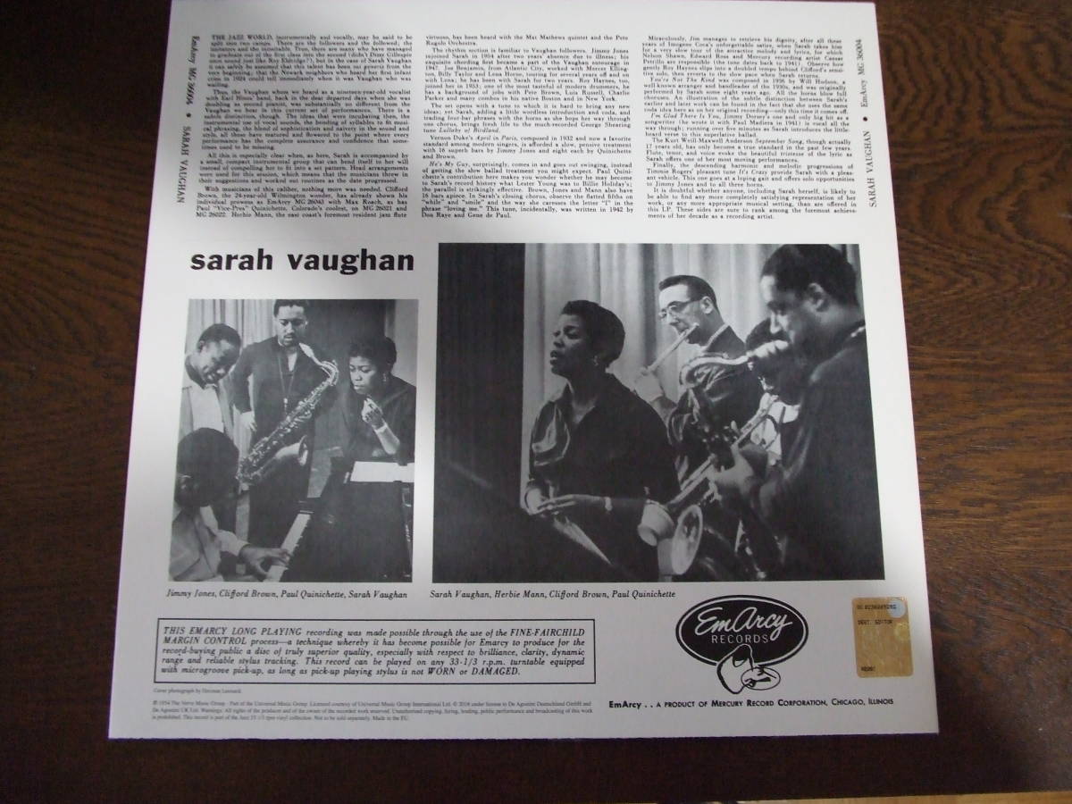 Sarah Vaughan/SARAH BVAUGAN MG-36004 重量盤(ボーカル)｜売買されたオークション情報、yahooの商品情報 ...