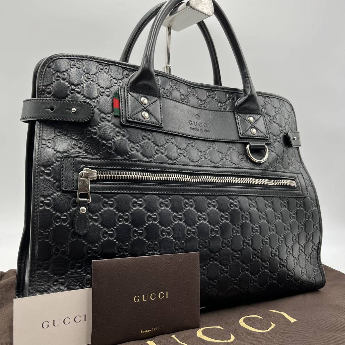 1円 極 GUCCI グッチ メンズ GG シマレザー ビジネスバッグ ブリーフケース トート 書類鞄 本革 シェリーライン 黒 ブラック(かばん、バッグ)｜売買されたオークション情報 ...