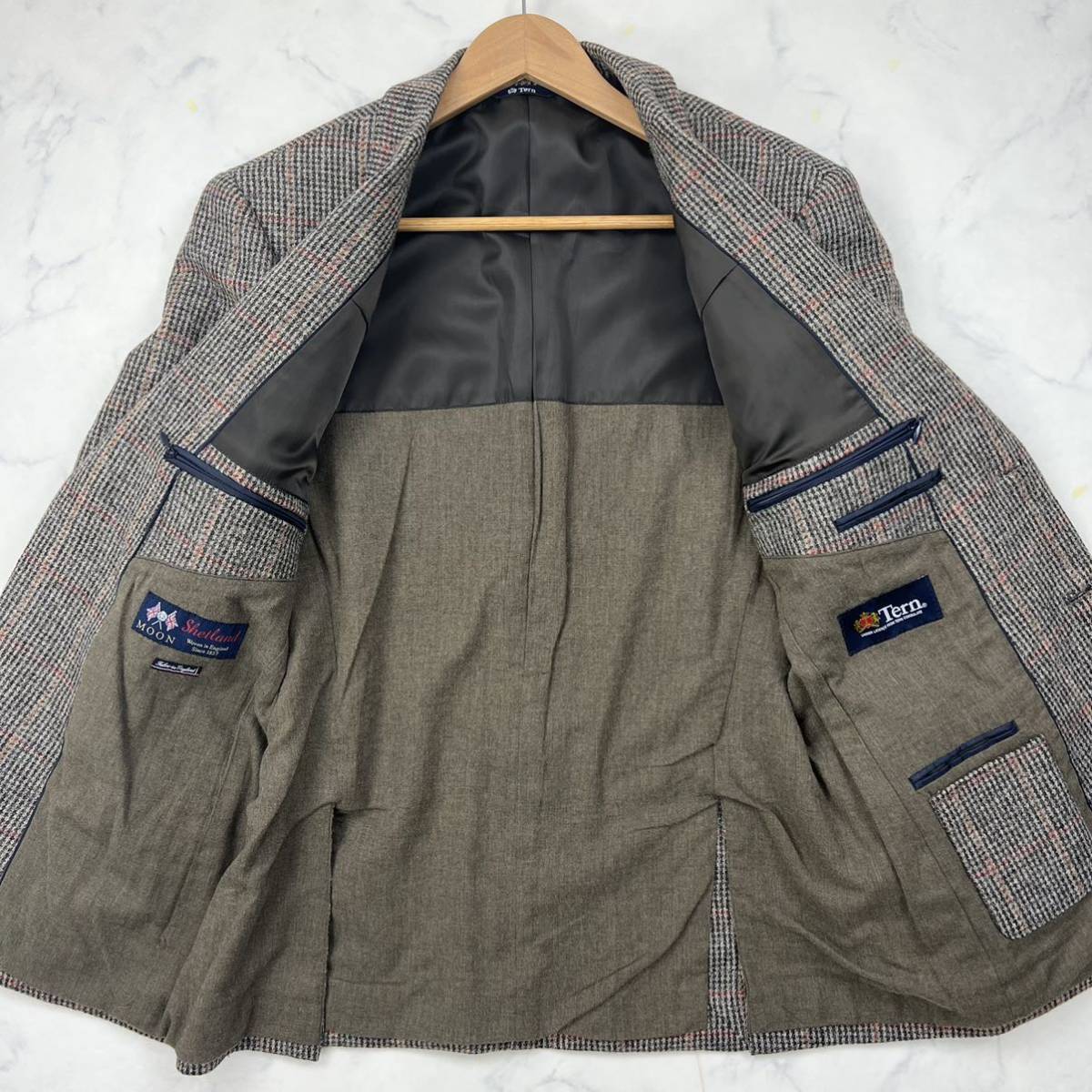 D31 Tern MOON社生地 くるみボタン ツイード ウール100% テーラードジャケット ウインドウペン ブラウン AB5 M ターン 英国製生地(Mサイズ)｜売買されたオークション情報 ...
