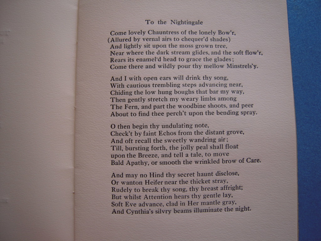 ウィリアム ブレイク詩 To the Nightingale ナイチンゲールに William Blake 限100 1981 ...