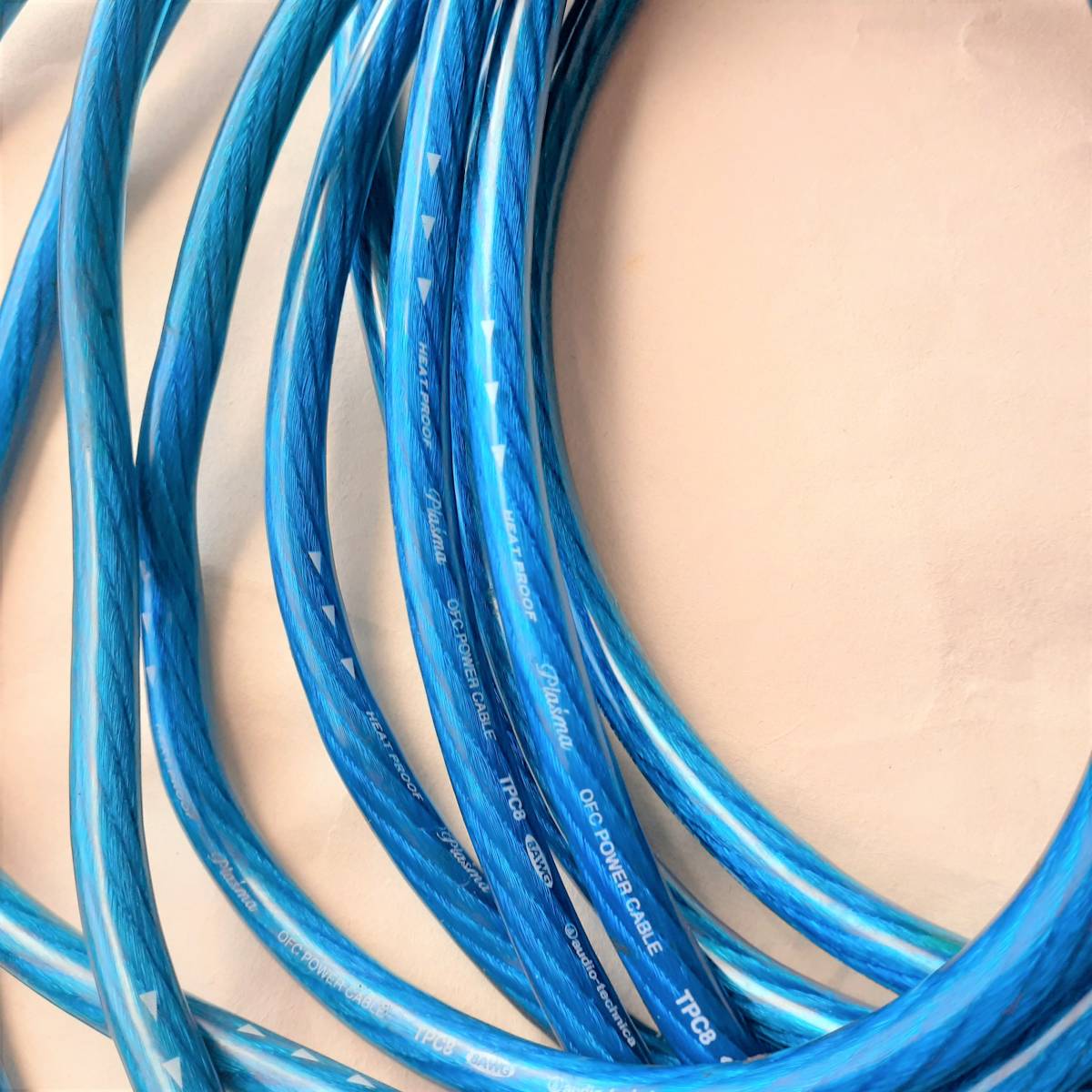 オーディオテクニカ 極太電源ケーブル 4.9m HEAT PROOF Plasma OFC POWER CABLE TPC8 8AWG ...