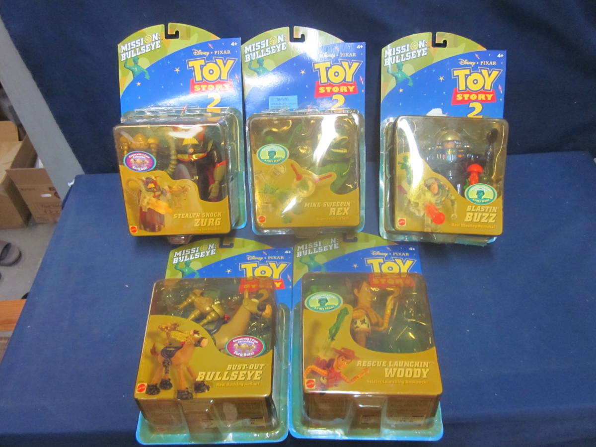 G074 MATTEL マテル 5種類 トイストーリー2 Woody Bullseye BUZZ REX ZURG ARMY MAN Zurg ...