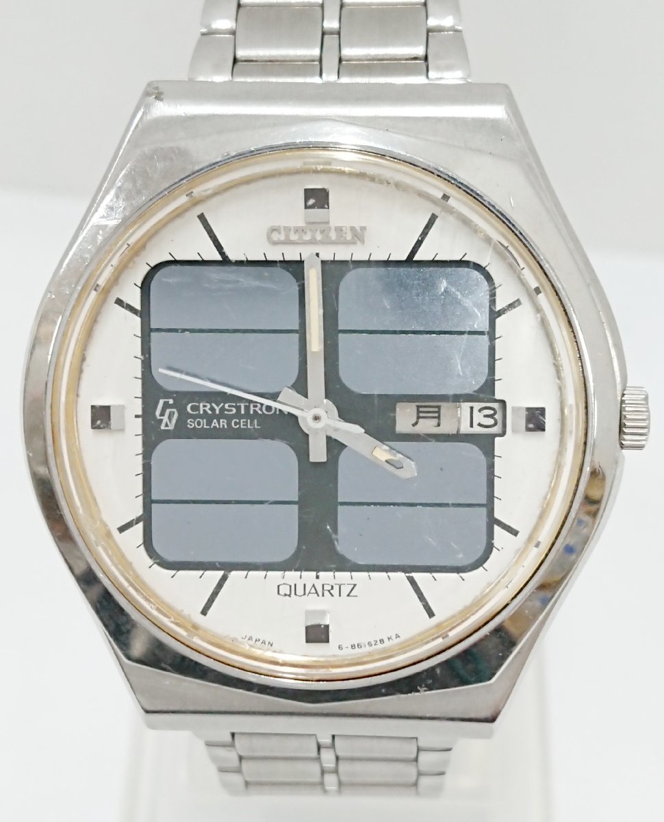 要修理品 不動 CITIZEN/シチズン CRYSTRON/クリストロン SOLAR CELL/ソーラーセル クォーツ メンズ ウォッチ ...