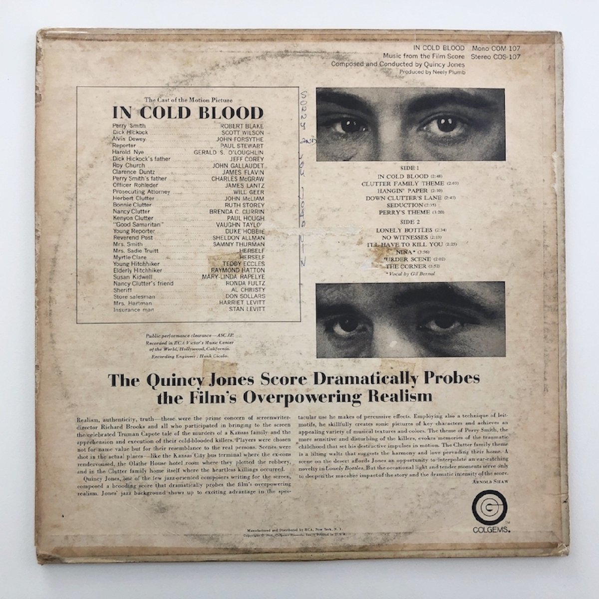 LP/ QUINCY JONES / TRUMAN CAPOTE'S IN COLD BLOOD / MUSIC FROM THE FILM ...