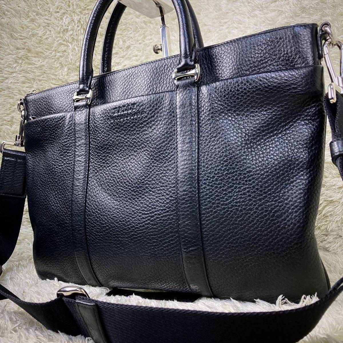 ×入手困難 バリー BALLY ビジネスバッグ MIGAN ハンドバッグ ショルダーバッグ 2way ロゴ型押し レザー ブラック メンズ 1 ...