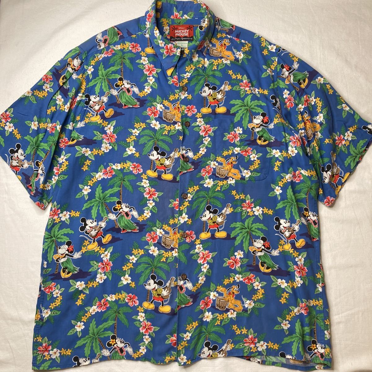 DISNEY'S MICKEY MOUSE REYN SPOONER ディズニー×レインスプーナー レーヨン アロハシャツ ハワイアンシャツ ...