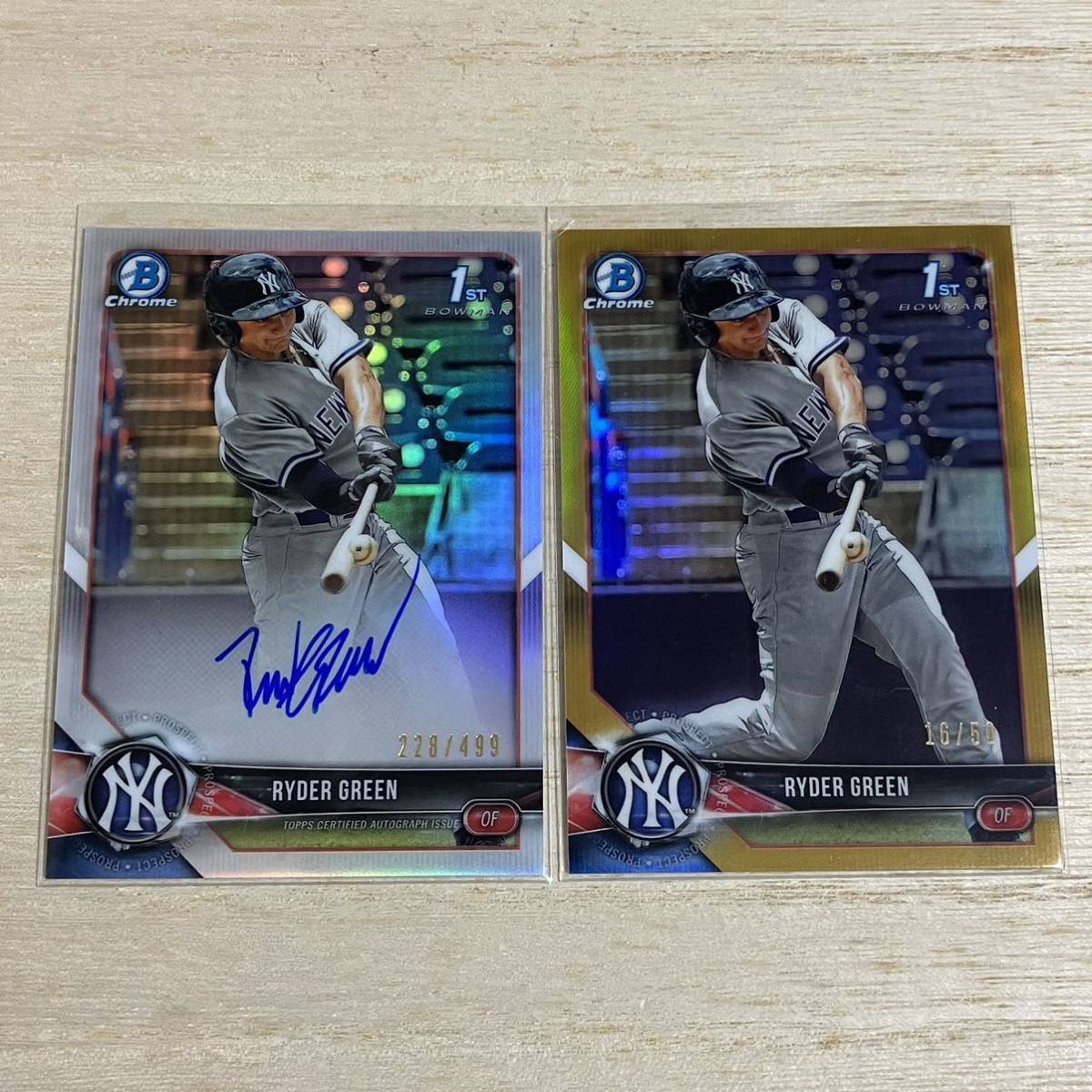 Ryder Green 2018 Bowman Chrome Prospect Refractor Autograph & Gold ...