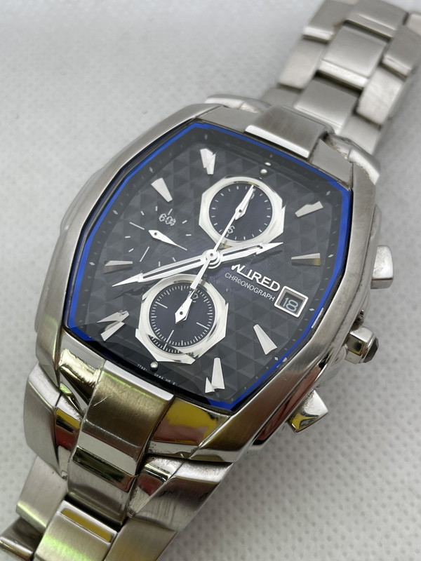 S-74 1円 SEIKO WIRED CHRONOGRAPH メンズ腕時計 カットガラス デイト セイコー(ワイアード)｜売買された ...