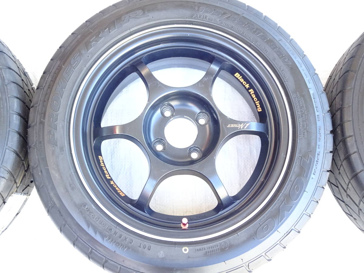 Black Racing PRO-N1 15x7J+38 PCD100/4H TOYO R1Rタイヤ付き4本 PROXES R1R 195 ...