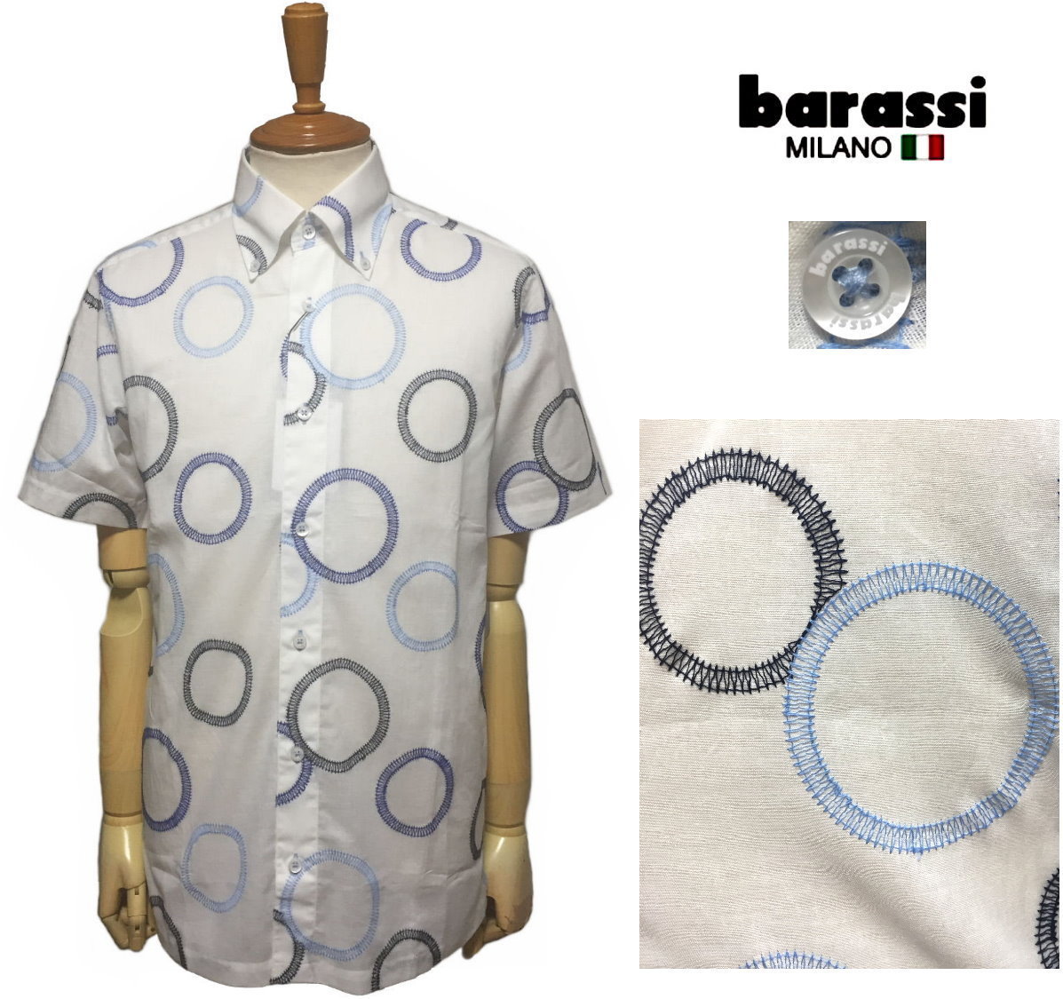 barassi バラシ 清涼 綿麻 半袖ボタンダウンシャツ 白 size46 M(Mサイズ)｜売買されたオークション情報、yahooの商品情報をアーカイブ公開 - オークファン（aucfan.com）