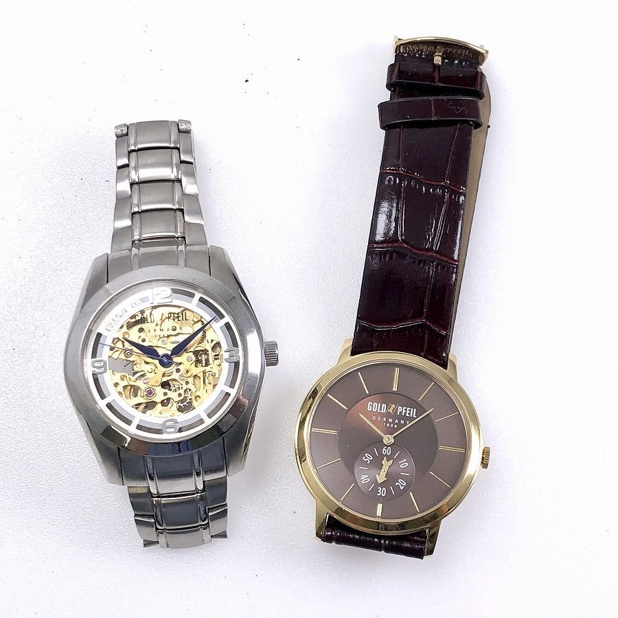 GOLD PFEIL ゴールドファイル 腕時計 2点まとめて 自動巻き G51007 可動 クォーツ G21003 不動 リューズ引き出し難 ...