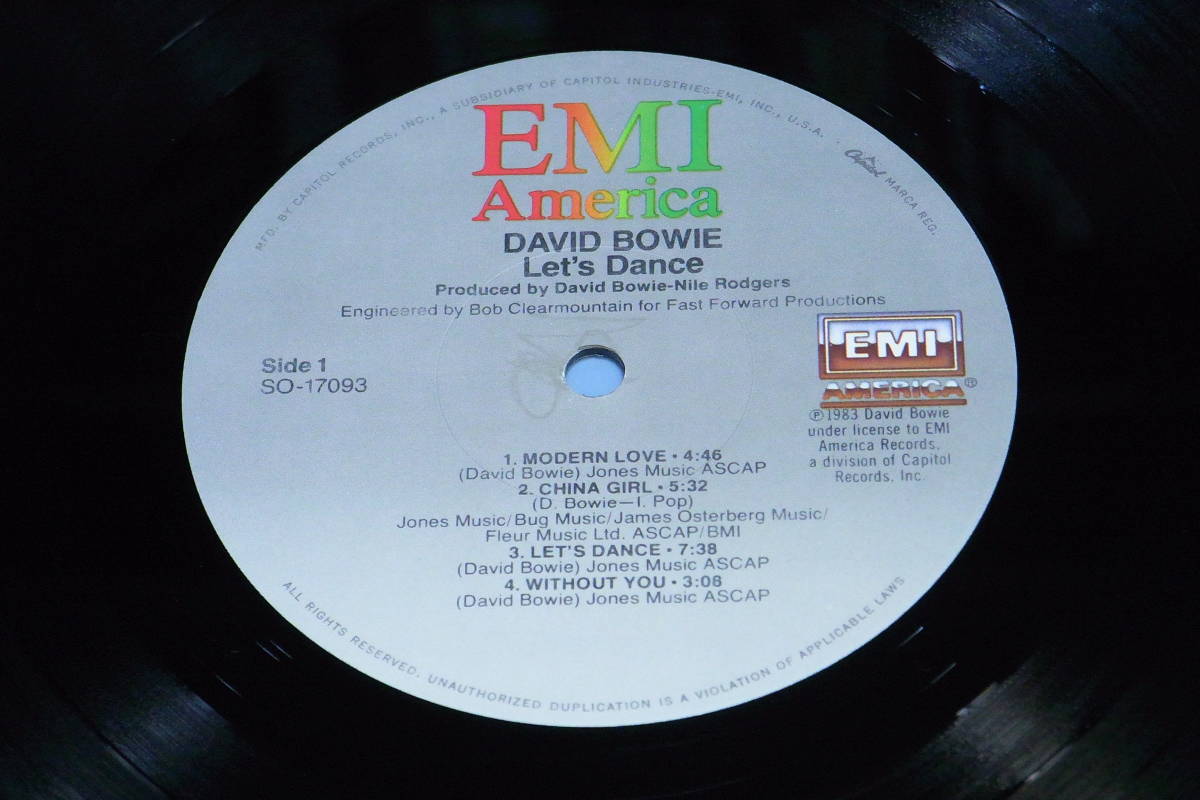 米オリジナル DAVID BOWIE Let's Dance 両面MASTERDISK刻印 B面RL US ORIG. LP SO-17093 デヴィッド ボウイ レッツ ダンス(David ...