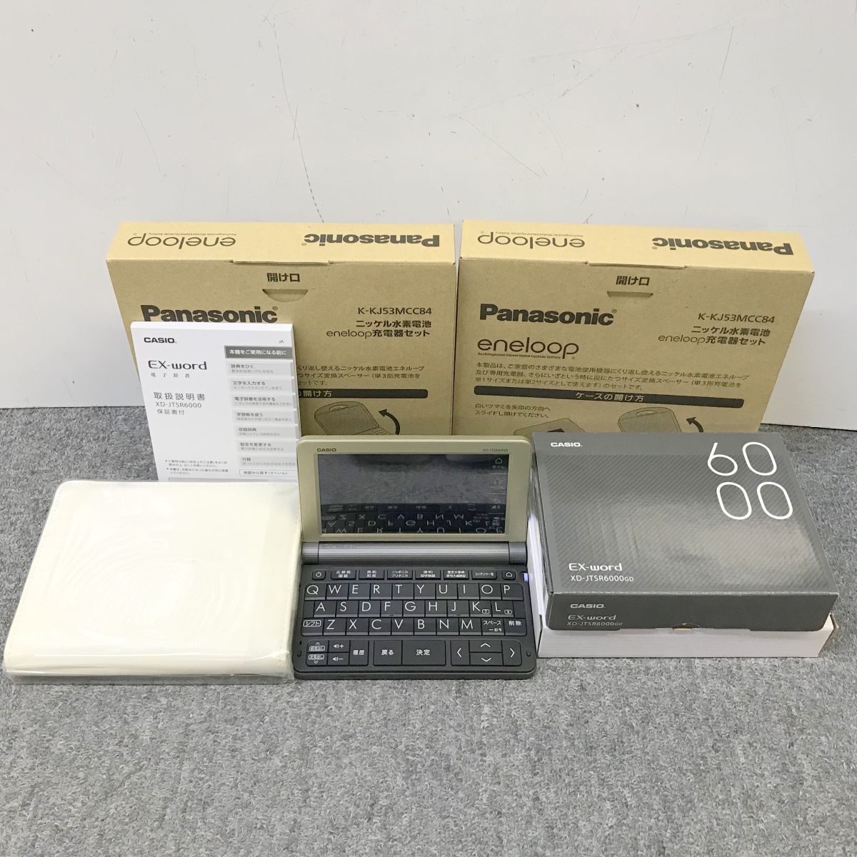 I276-I52-251 CASIO EX-word 電子書籍 XD-JTSR6000GD / Panasonic ニッケル水素電池 充電器 K-KJ53MCC84 3点セット ケース付き⑯ ...