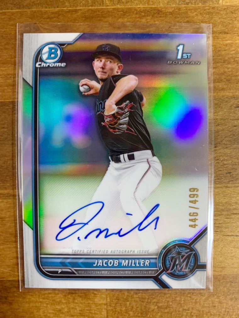 Jacob Miller Topps Bowman Draft Baseball 2022 1st Bowman Refractor Auto ...