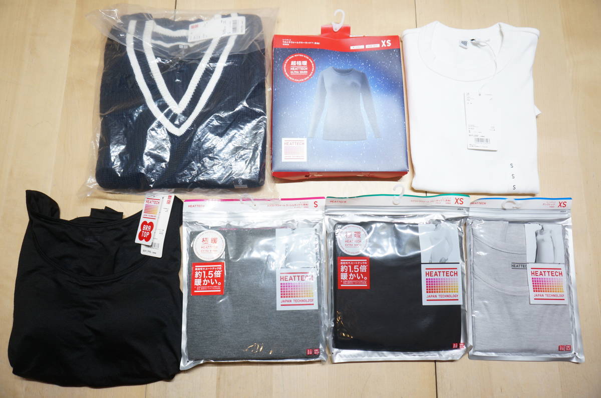 G3Z 保管品 ユニクロ 大量 7点 レディース XS Sサイズ まとめ売り セーター/長袖/半袖/タンクトップ/超極暖/極暖 他 福袋(女性 ...