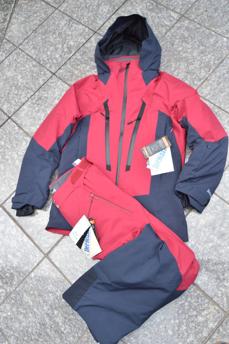 D026 品 タグ付 デサント DESCENTE スキーウエア ジャケット パンツ 上下セット DWUUJK54+DWUUJD55 S.I.O INSULATED C0 レッド L(上下セット ...
