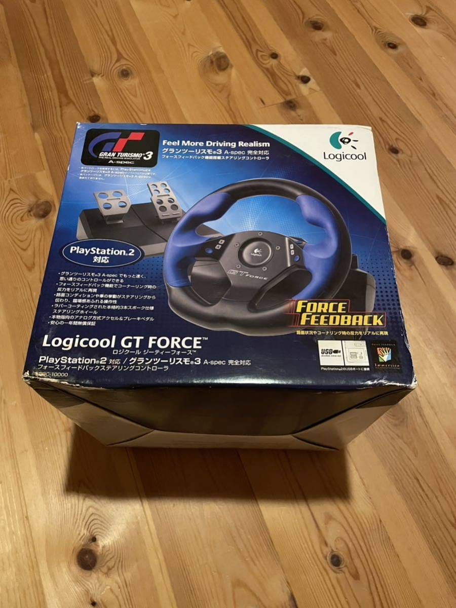 ps2用 Logicool GT FORCEグランツーリスモ3 フォースフィードバック ステアリング コントローラー ハンコン(アクセサリ ...