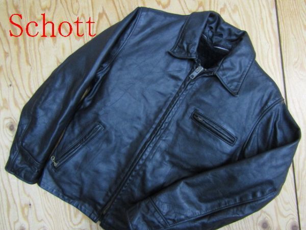 ショット SCHOTT AT101 牛革オイルドカウハイド 襟付き シングルライダースジャケット R51126062A(ライダースジャケット ...