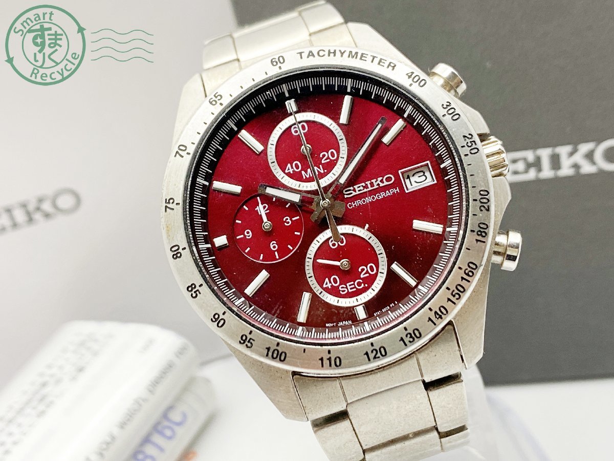11324589 SEIKO セイコー 8T67-00C0 CHRONOGRAPH クロノグラフ メンズ 腕時計 QZ クォーツ デイト 赤 ...