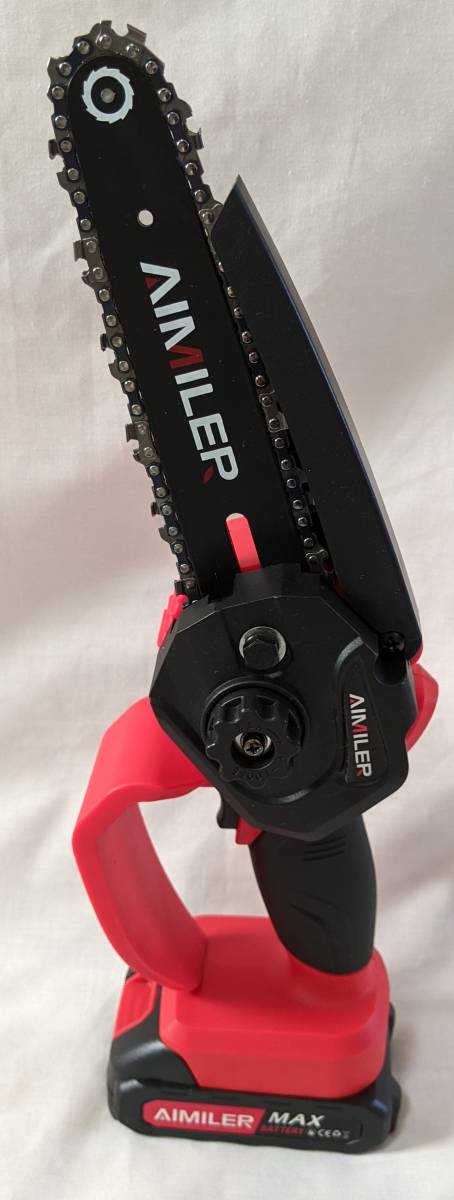 1円出品 AIMILER コードレスチェーンソー 6インチチェーン2本 21V2000mAhバッテリー2個 取扱説明書付き(チェーンソー ...