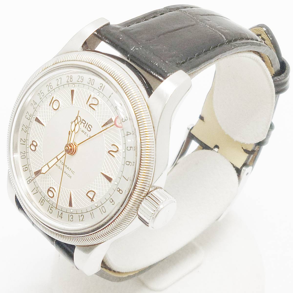 ORIS ビッグクラウン 7543 純正尾錠 自動巻 オートマチック ホワイト文字盤 日差約+13秒 時計 箱 純正尾錠 風防小キズ有(オリス ...