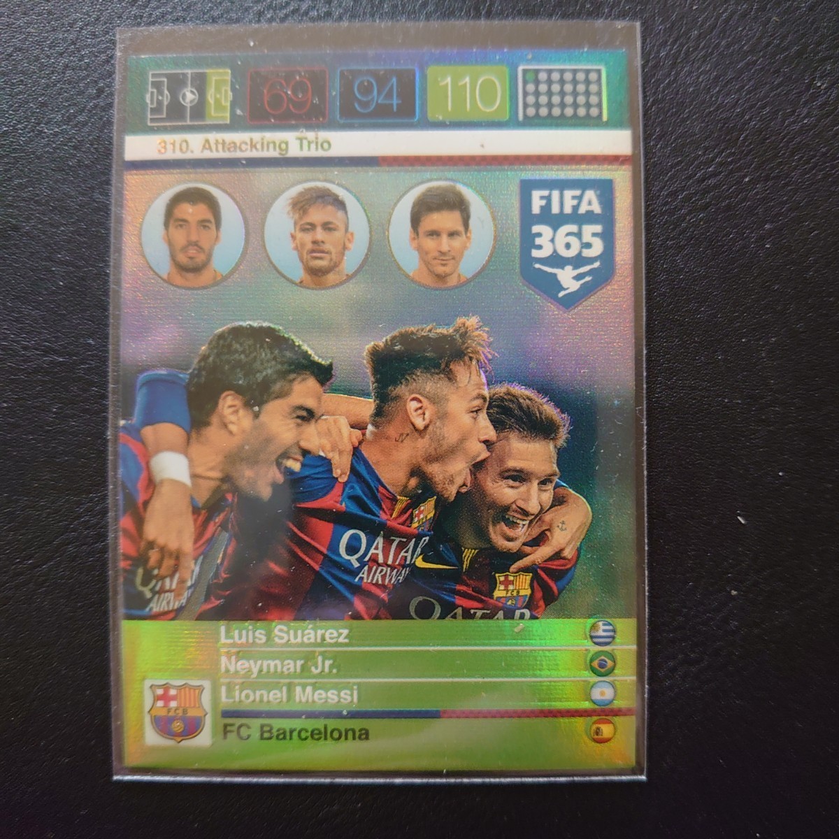 2015 Panini Adrenalyn XL No.310 Attackinng Trio Barcelona Messi Suarez ...