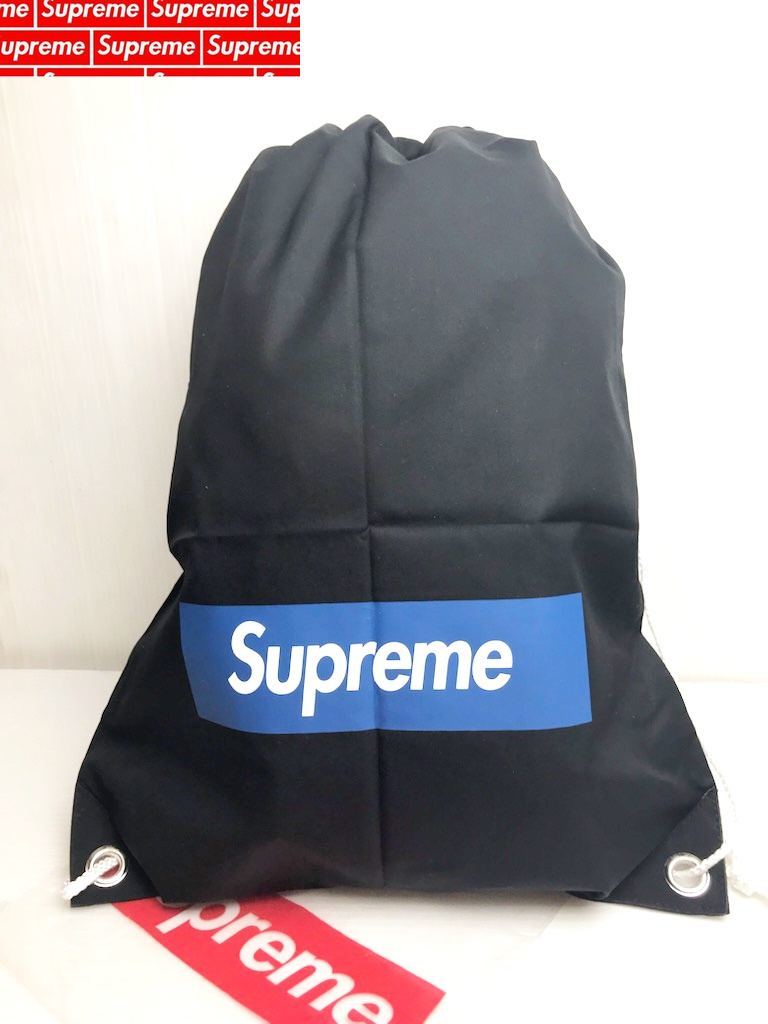 Supreme シュプリーム Drawstring Bag Black ドローストリング バッグ 巾着袋 ブラック 黒 Box logo ...