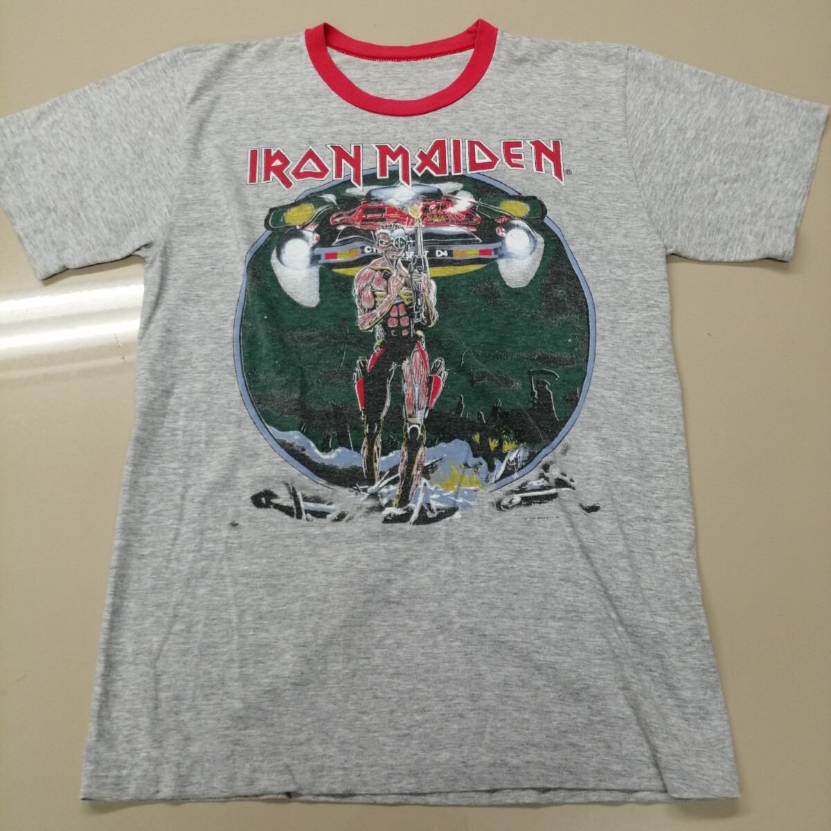 D03 バンドTシャツ アイアンメイデン ヴィンテージ シングルステッチ IRON MAIDEN somewhere on tour 87リンガーT 杢グレー eddie(Tシャツ)｜売買され ...