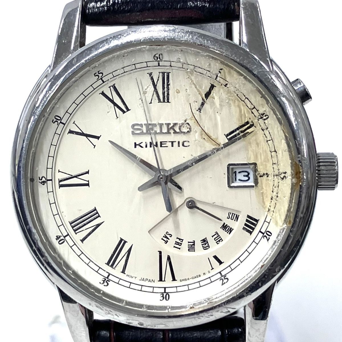 Y011-K44-4820 SEIKO セイコー KINETIC キネティック 5M54-0AE0 メンズ 腕時計 自動巻き デイテイト 裏 ...