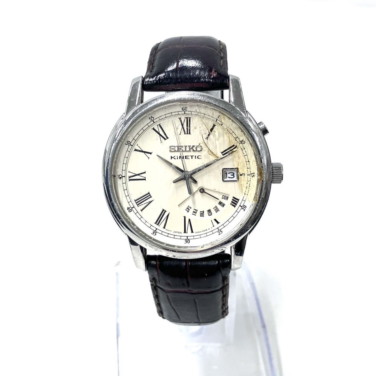 Y011-K44-4820 SEIKO セイコー KINETIC キネティック 5M54-0AE0 メンズ 腕時計 自動巻き デイテイト 裏 ...